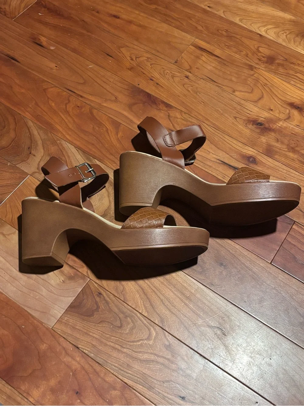 me too | Shoes | Me Too Brown Platform Block Heel Sandals With Ankle ...